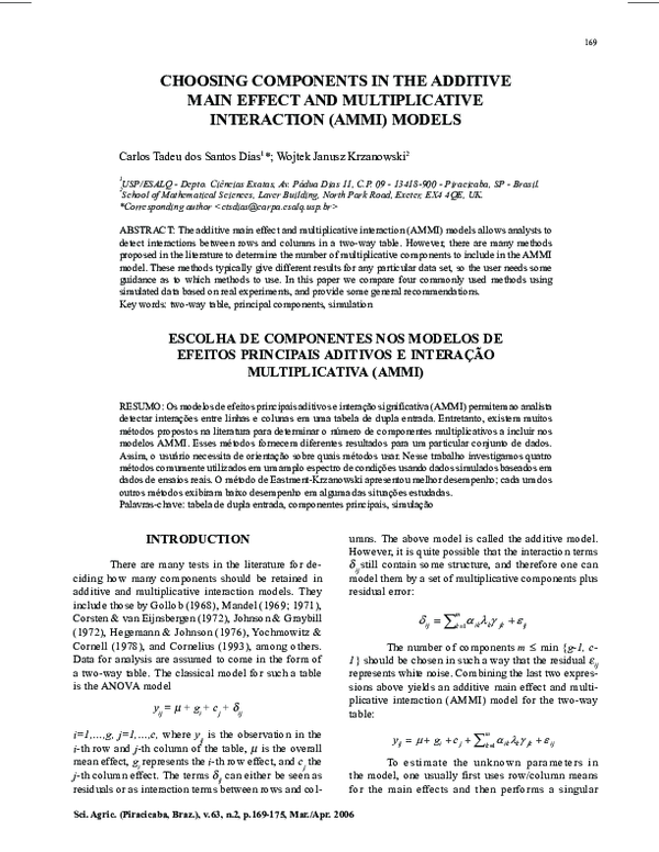(PDF) Choosing components in the additive main effect and ...
