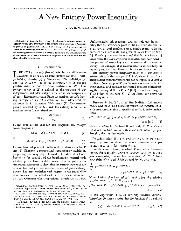 (PDF) A new entropy power inequality
