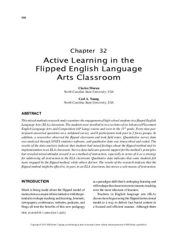 (PDF) Active Learning in the Flipped English Language Arts Classroom