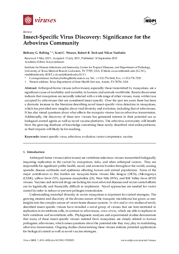 (PDF) Insect-Specific Virus Discovery: Significance for the Arbovirus ...