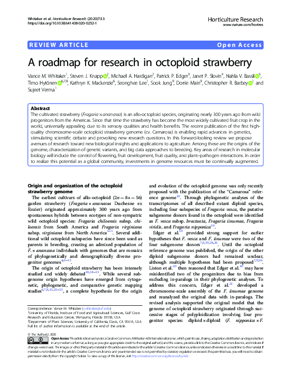 (PDF) A roadmap for research in octoploid strawberry