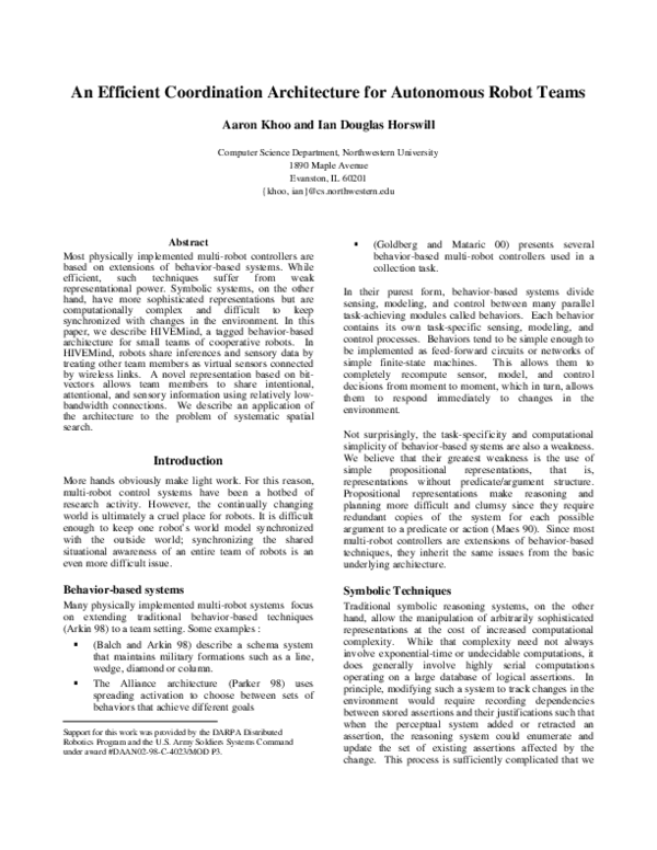 (PDF) An efficient coordination architecture for autonomous robot teams