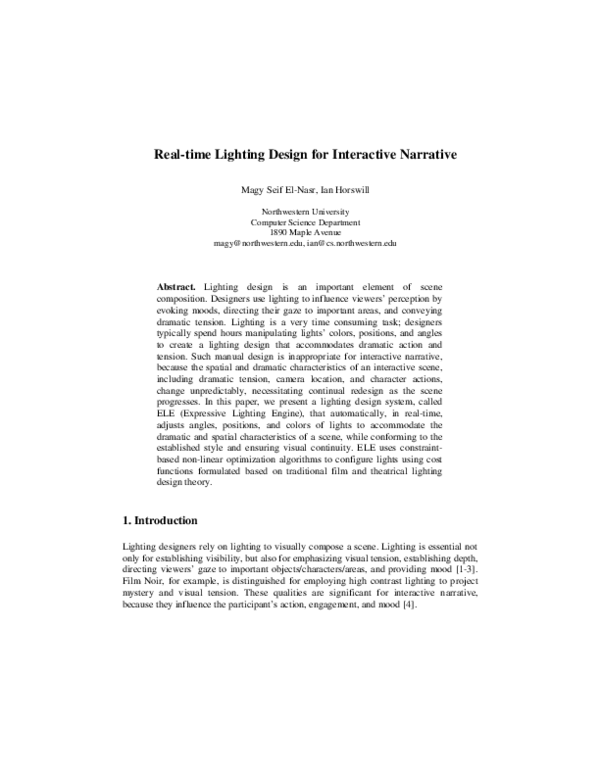 (PDF) Real-Time Lighting Design for Interactive Narrative | Ian ...