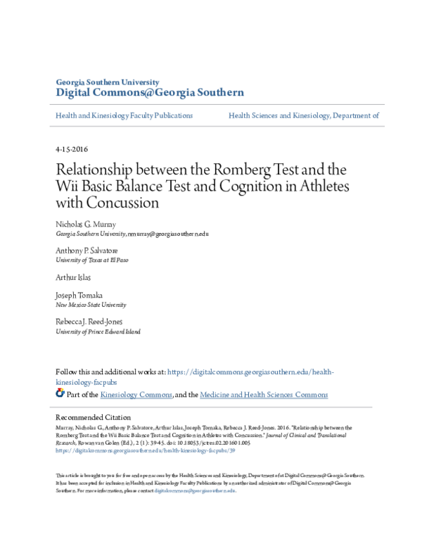 (PDF) Relationship between the Romberg test and the Wii fit basic ...