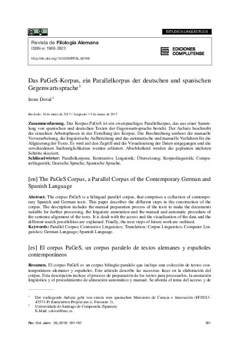 (PDF) Das PaGeS-Korpus, ein Parallelkorpus der deutschen und spanischen ...