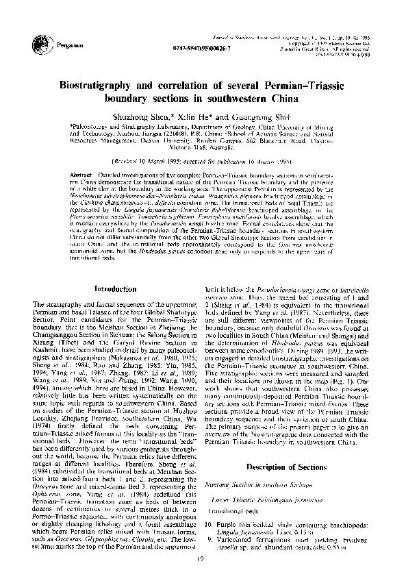 (PDF) Biostratigraphy and correlation of several Permian-Triassic ...