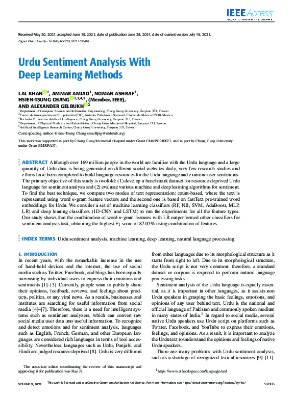 (PDF) Urdu Sentiment Analysis With Deep Learning Methods