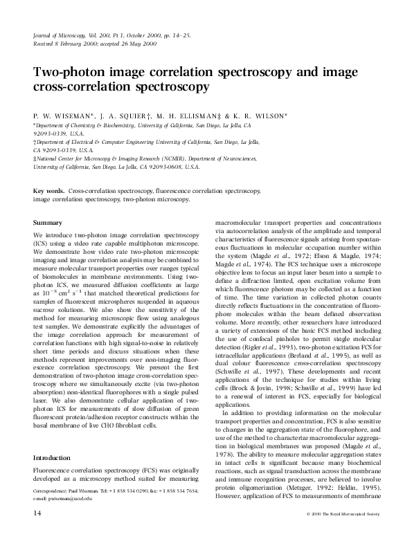 (PDF) Two-photon image correlation spectroscopy and image cross ...