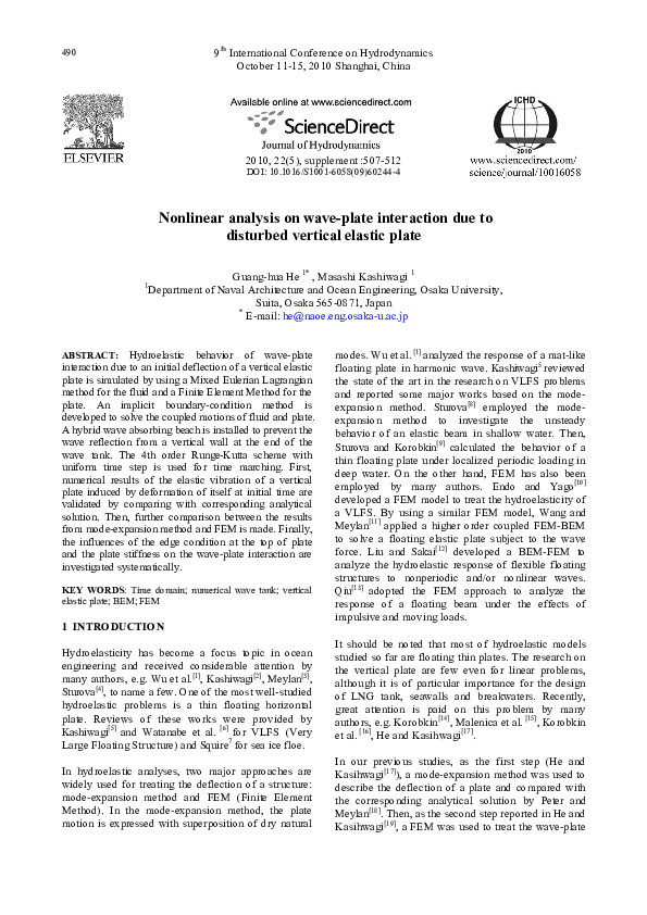 (PDF) Nonlinear analysis on wave-plate interaction due to disturbed ...