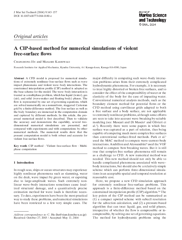 A CIP-based method for numerical simulations of violent free-surface flows
