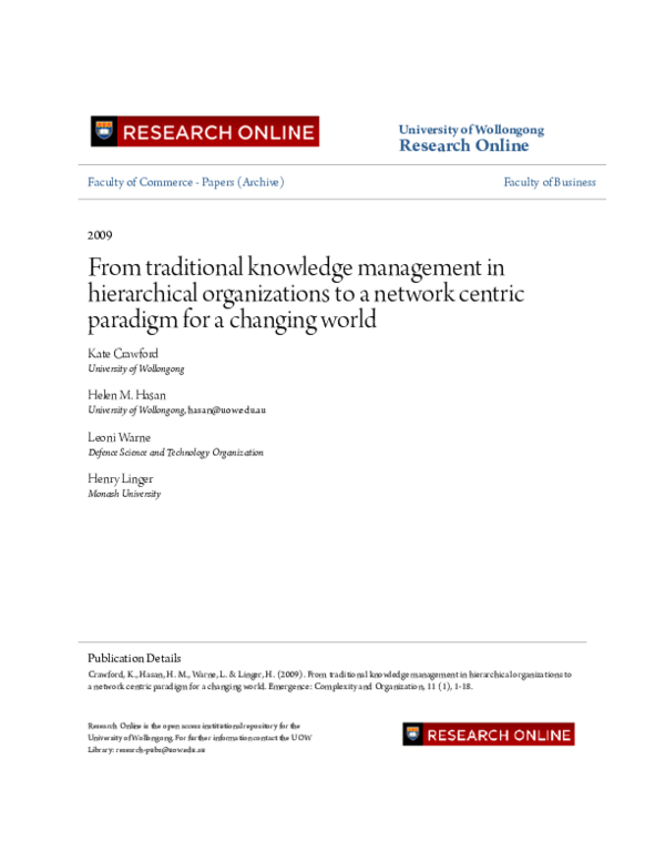 (PDF) From Traditional Knowledge Management in Hierarchical ...