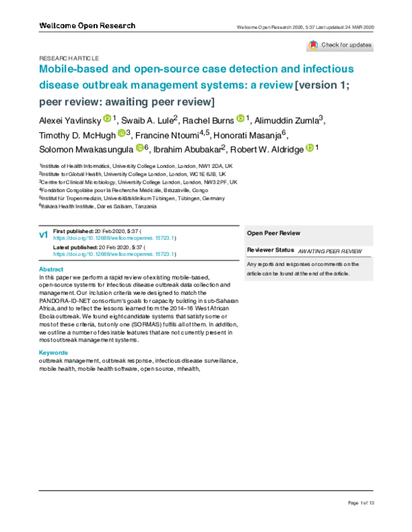 Pdf Mobile Based And Open Source Case Detection And Infectious Disease Outbreak Management