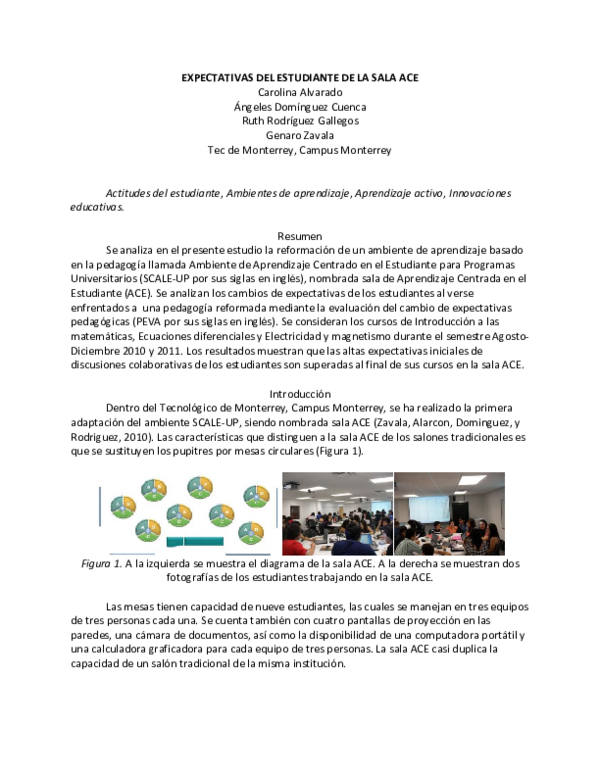 (PDF) Expectativas del estudiante de la Sala ACE