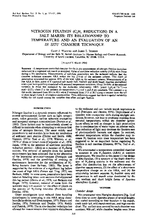 (PDF) Nitrogen fixation (C2H2 reduction) in a salt marsh: Its ...