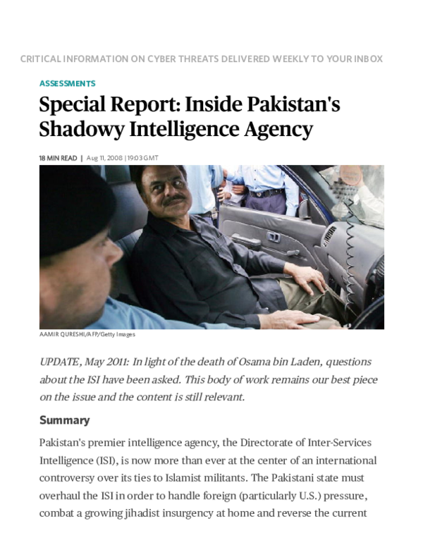 (PDF) Anatomy of Pakistan's Inter-Services Intelligence (ISI) Directorate