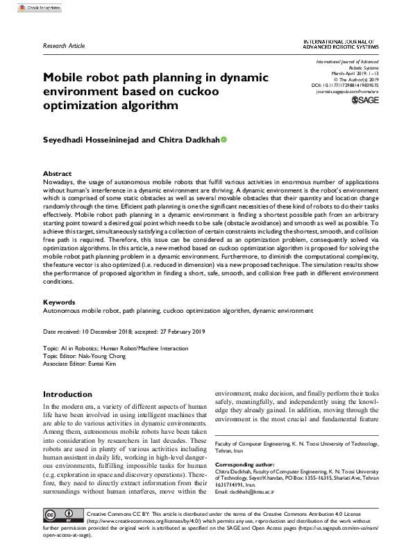 (PDF) Mobile robot path planning in dynamic environment based on cuckoo optimization algorithm ...