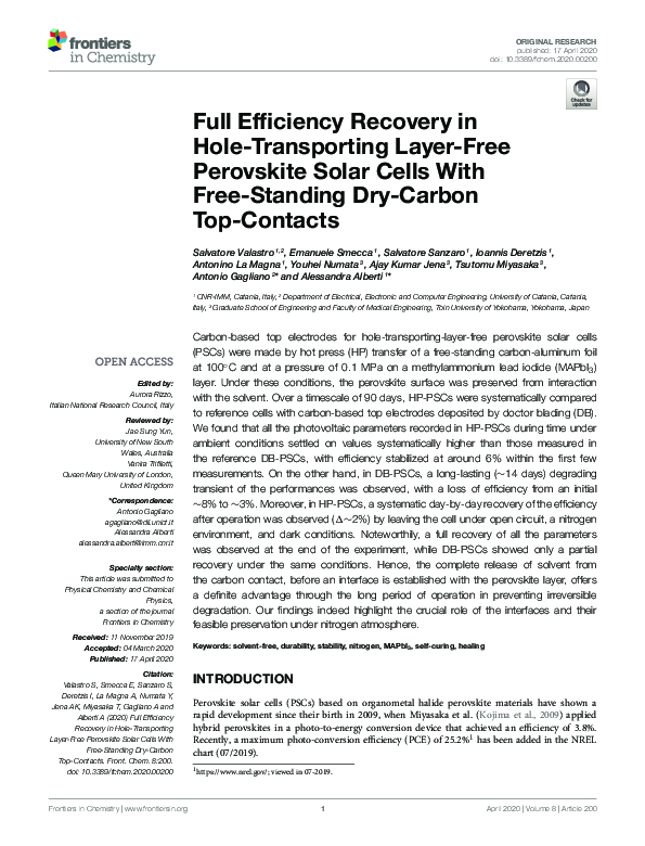 (PDF) Full Efficiency Recovery in Hole-Transporting Layer-Free ...