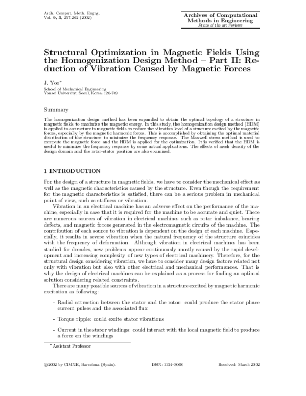 (PDF) Structural optimization in magnetic fields using the homogenization design method — Part I