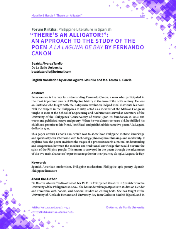 (PDF) There’s an Alligator!": An Approach to the Study of the Poem A la ...
