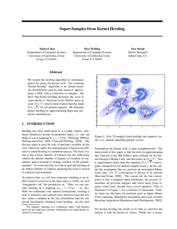 Pdf Super Samples From Kernel Herding 