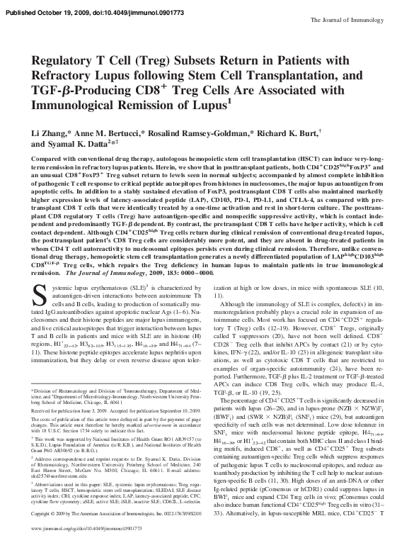 (PDF) Regulatory T Cell (Treg) Subsets Return in Patients with ...