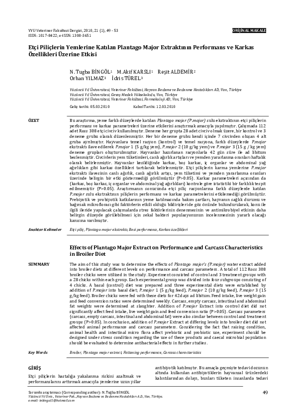 (PDF) Effects of Plantago major extract on performance and carcass ...