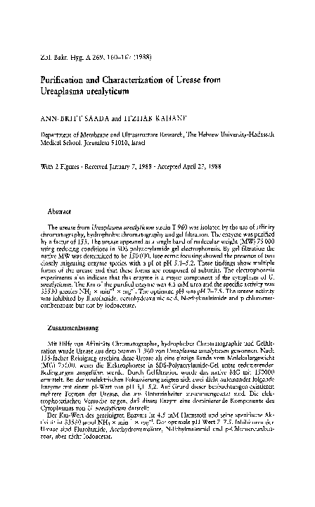 (PDF) Purification and characterization of urease from Ureaplasma ...