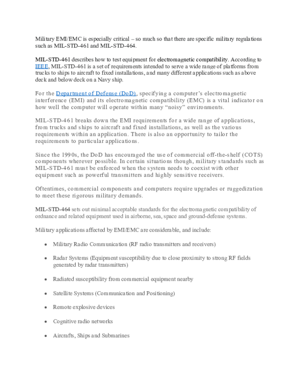 (DOC) Military EMI/EMC: Higher Standards Required