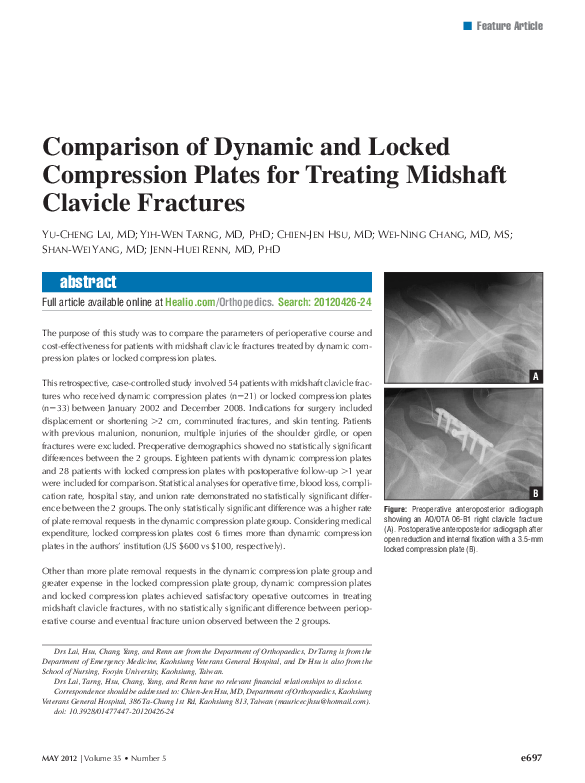 (PDF) Comparison of Dynamic and Locked Compression Plates for Treating ...