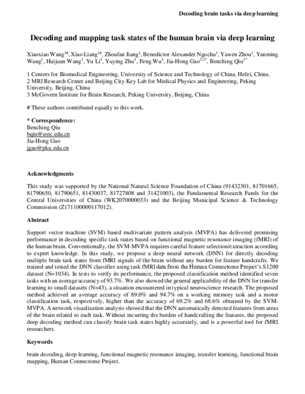 (PDF) Decoding and mapping task states of the human brain via deep ...