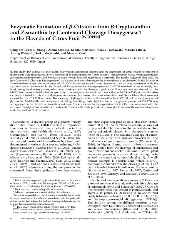 (PDF) Enzymatic formation of β-citraurin from β-cryptoxanthin and ...