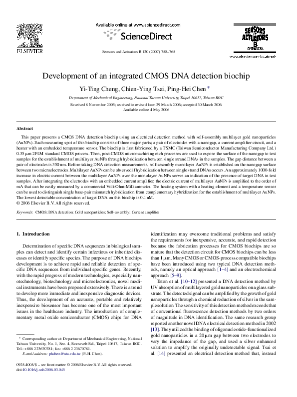 (PDF) CMOS Biochip for DNA Detection with AuNPs