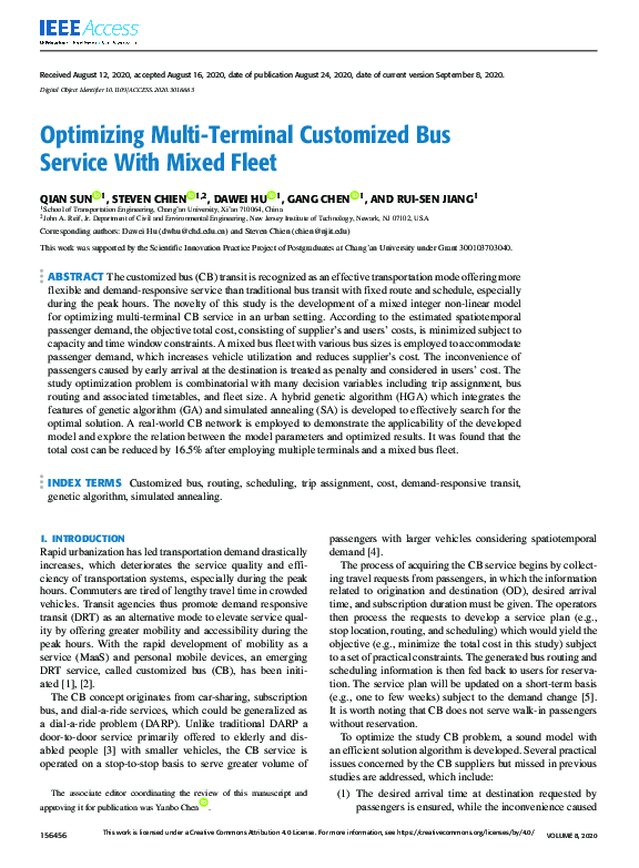 (PDF) Optimizing Multi-Terminal Customized Bus Service With Mixed Fleet