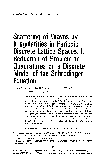 (PDF) Scattering of waves by irregularities in periodic discrete ...
