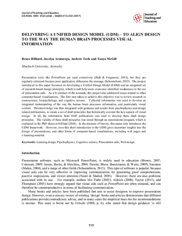 (PDF) Delivering a Unified Design Model (UDM) - To Align Design to the ...