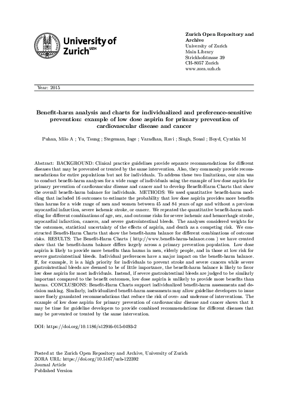 (PDF) Benefit-harm analysis and charts for individualized and ...
