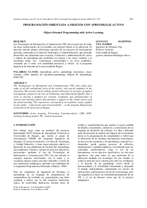 (PDF) Programación Orientada a Objetos Con Aprendizaje Activo