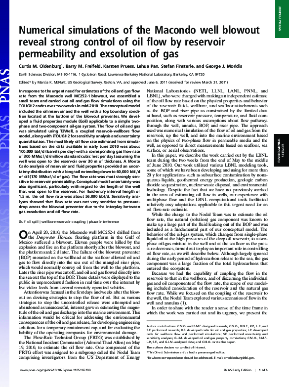 (PDF) Numerical simulations of the Macondo well blowout reveal strong ...