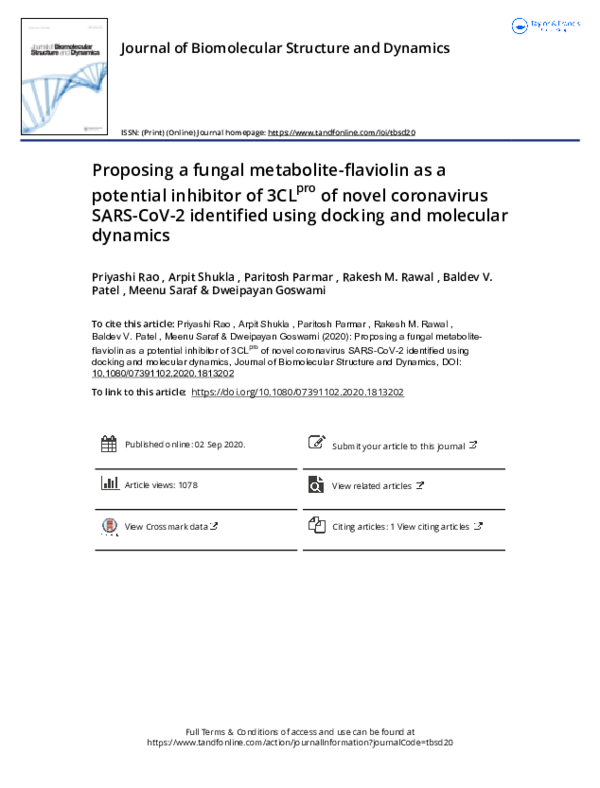 (PDF) Proposing a fungal metabolite-flaviolin as a potential inhibitor ...