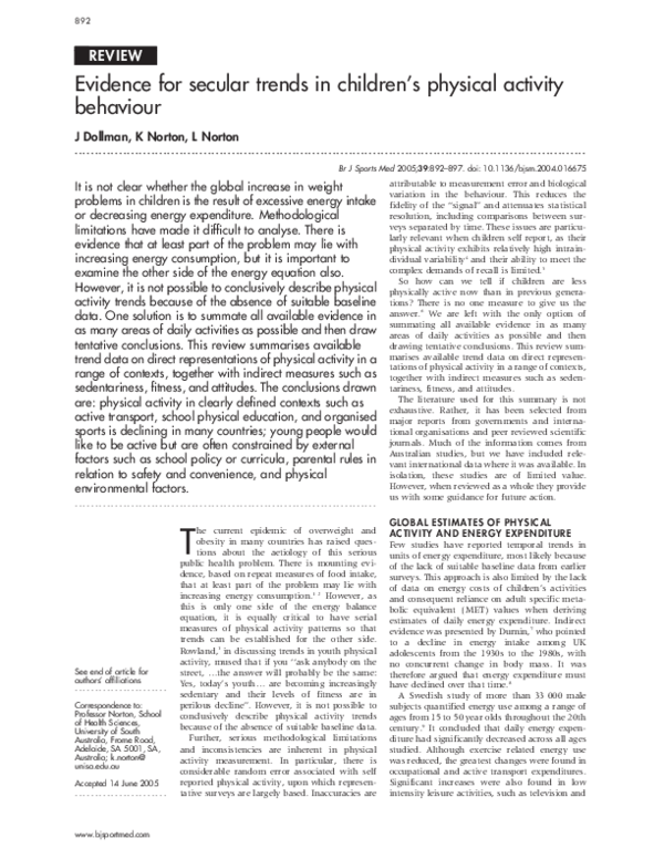 (PDF) Evidence for secular trends in children's physical activity ...