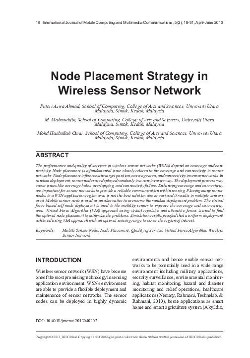 (PDF) Node Placement Strategy in Wireless Sensor Network