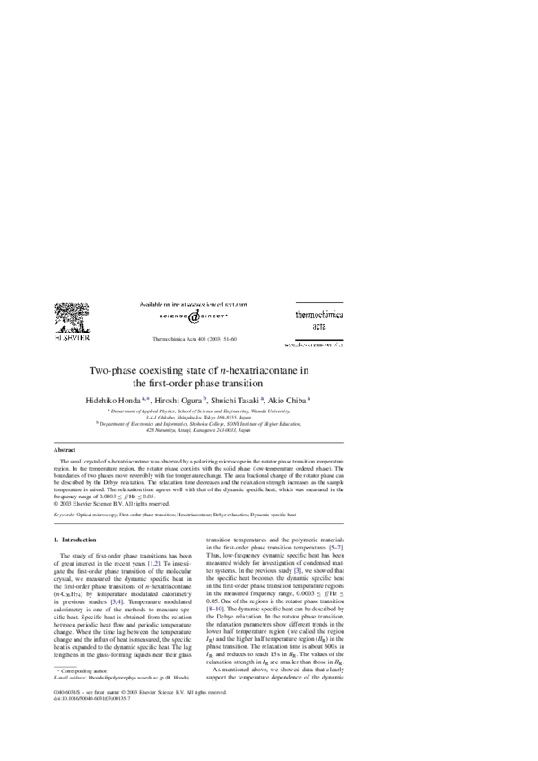 (PDF) Two-phase coexisting state of n-hexatriacontane in the first ...