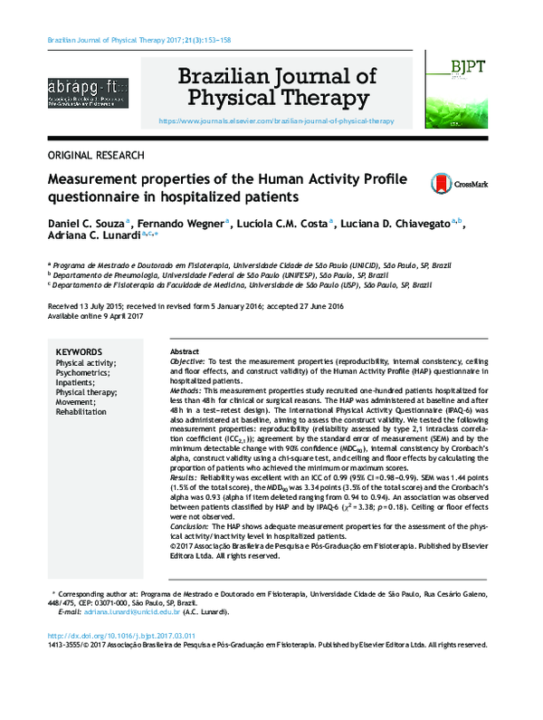 (PDF) Measurement properties of the Human Activity Profile ...