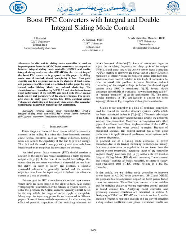 (PDF) Boost PFC converters with integral and double integral sliding mode control
