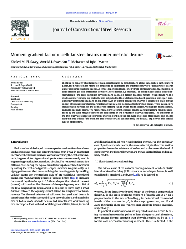 (PDF) Moment gradient factor of cellular steel beams under inelastic ...