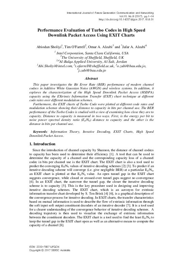 (PDF) Performance Evaluation of Turbo Codes in High Speed Downlink Packet Access Using EXIT Charts