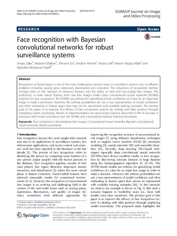 (PDF) Face recognition with Bayesian convolutional networks for robust surveillance systems