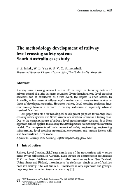 (PDF) The methodology development of railway level crossing safety ...