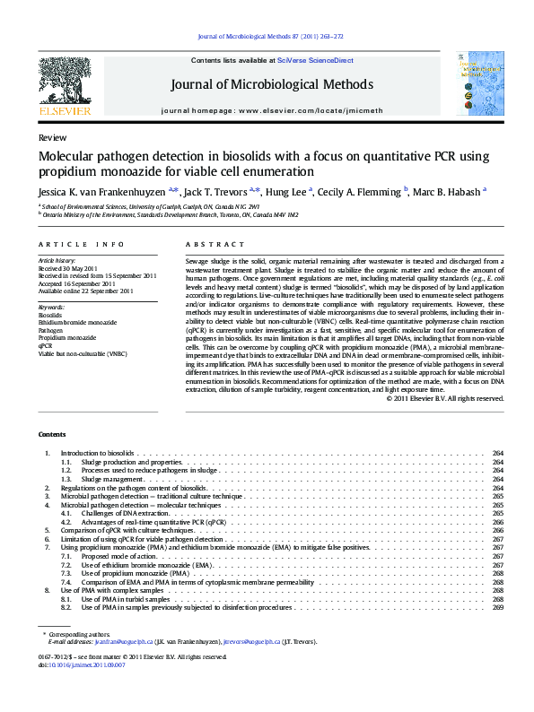 (PDF) Molecular pathogen detection in biosolids with a focus on ...