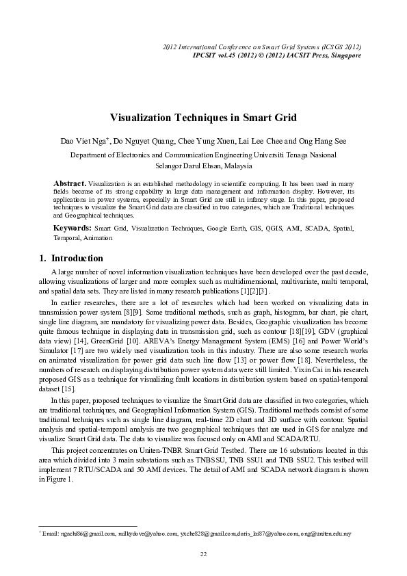 (PDF) Visualization Techniques in Smart Grid